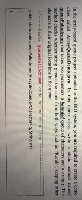 Solved In the array-based queue project uploaded to the BIO | Chegg.com