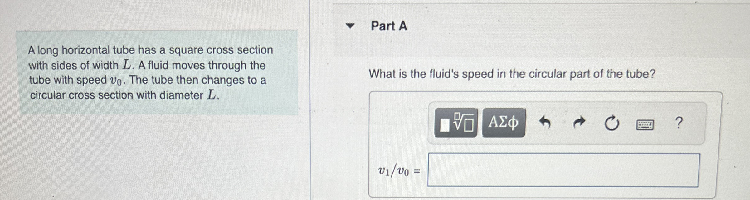 Solved Part AA long horizontal tube has a square cross | Chegg.com