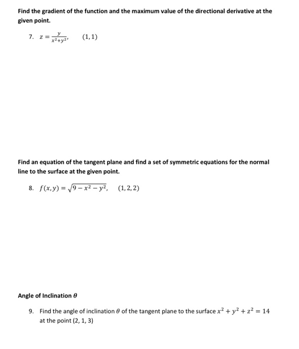Solved Find the gradient of the function and the maximum | Chegg.com