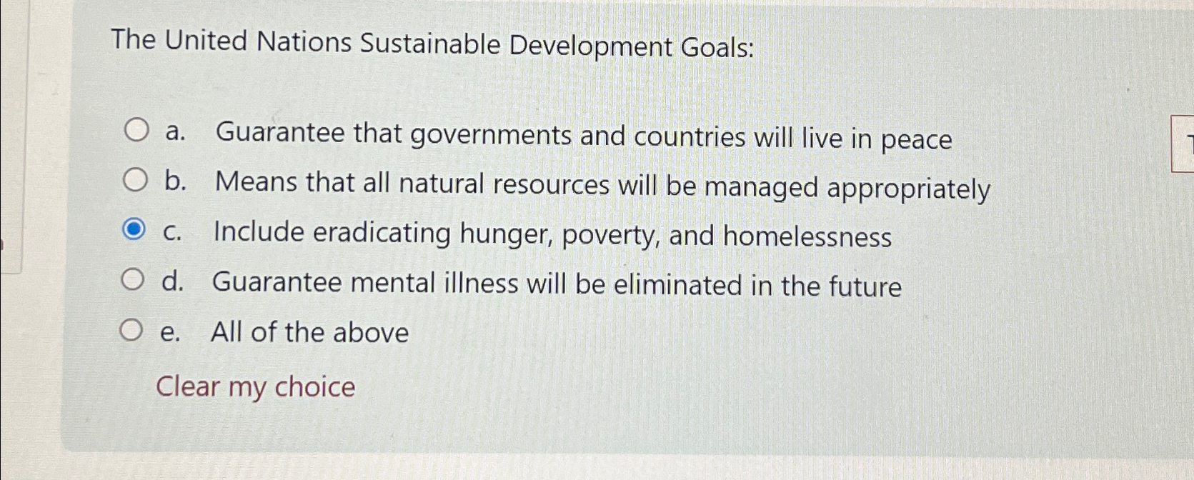 Solved The United Nations Sustainable Development Goals:a. | Chegg.com