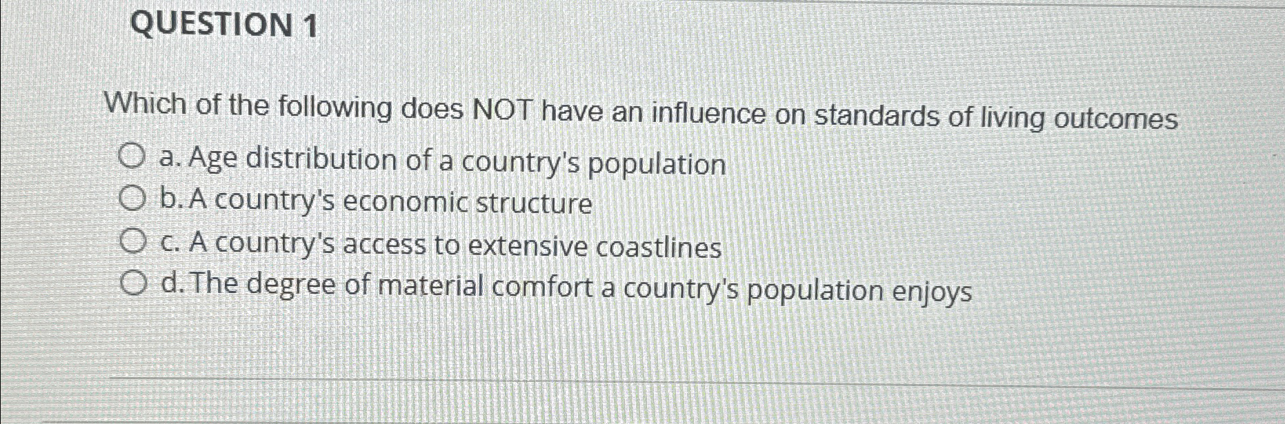 Solved QUESTION 1Which of the following does NOT have an | Chegg.com