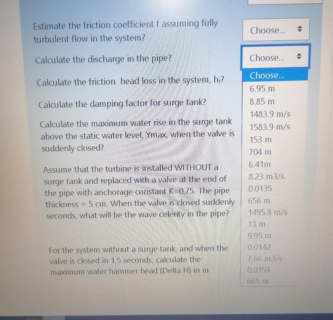 A simple surge tank with diameter of 5 m is installed | Chegg.com