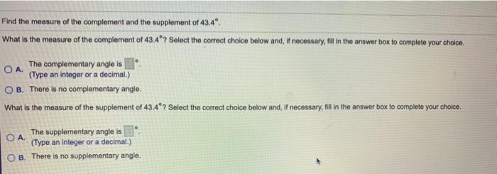 Solved Find the measure if the complement and the supplement | Chegg.com