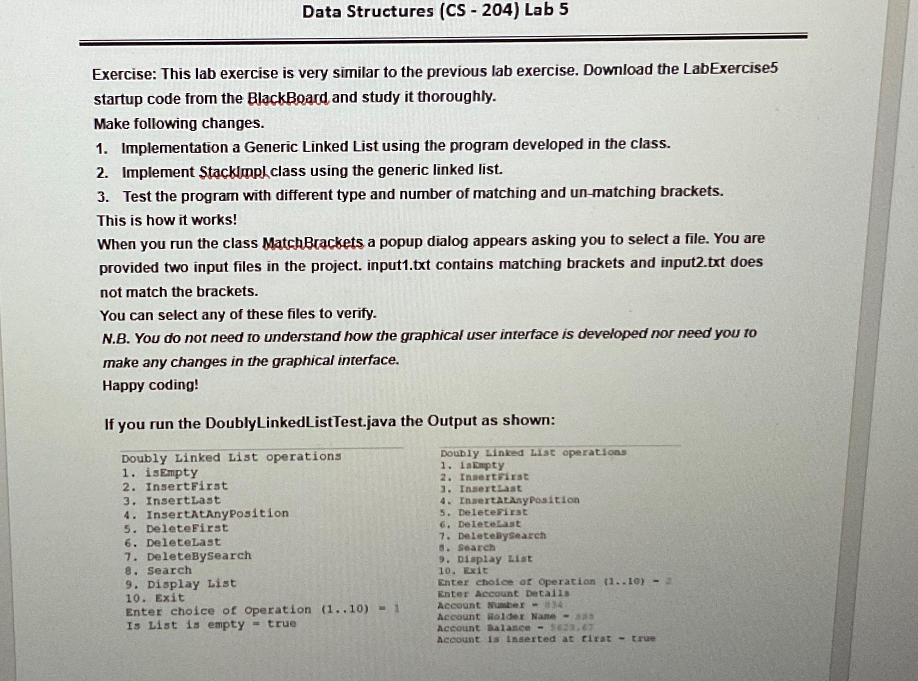 Solved Data Structures (CS - 204) Lab 5Exercise: This lab | Chegg.com Solved Data Structures (CS - 204) Lab 5Exercise: This lab | Chegg.com