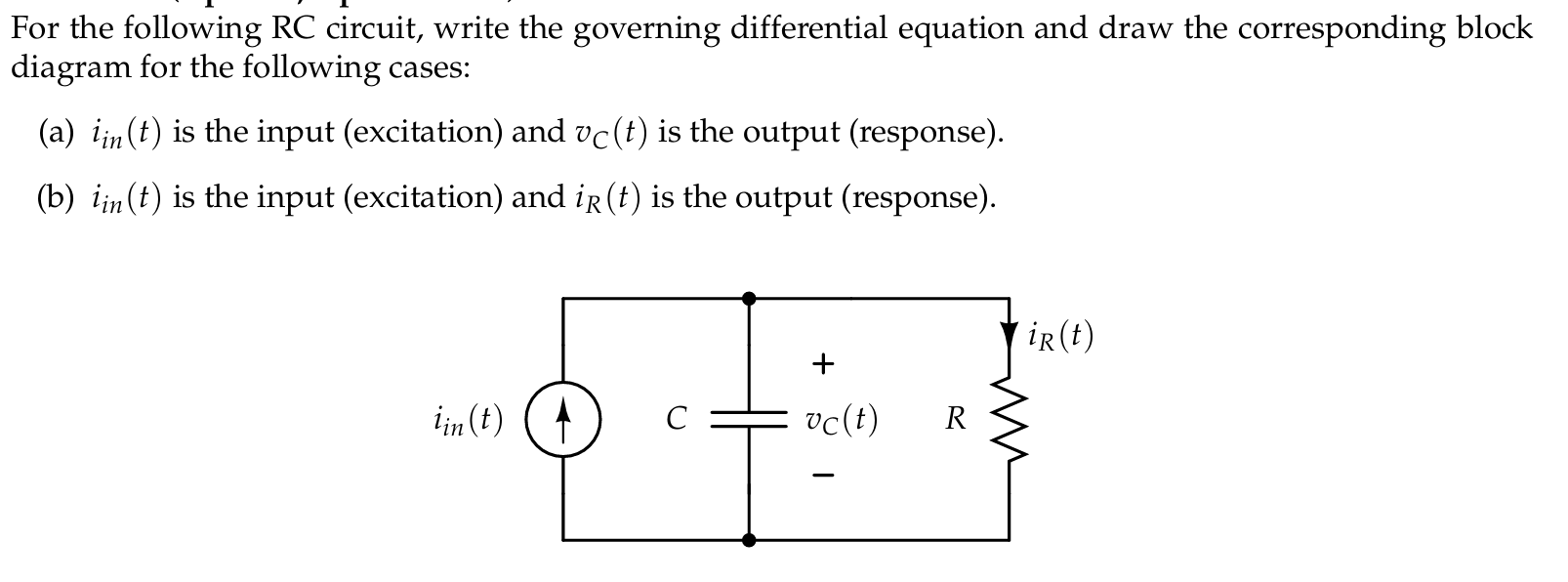 Solved For the following RC circuit, write the governing | Chegg.com