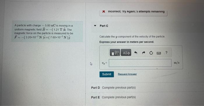 Solved A particle with charge −580nC is moving in a | Chegg.com