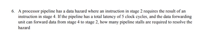 Solved A processor pipeline has a data hazard where an | Chegg.com