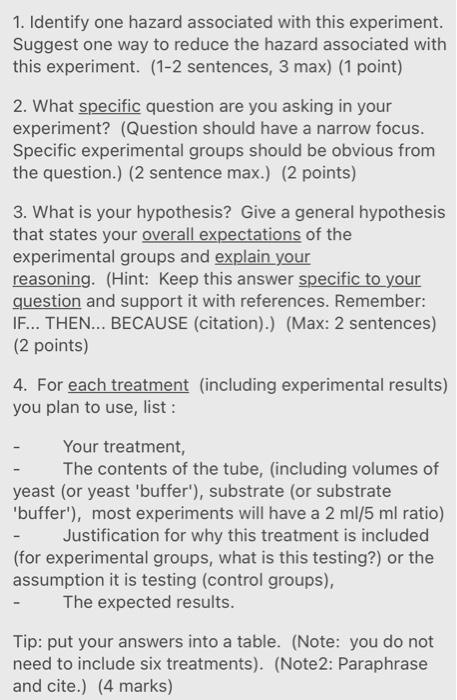 Solved Design a fermentation experiment using one or two of | Chegg.com
