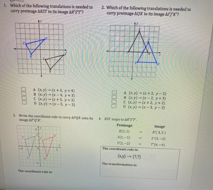 Solved 1. Which of the following translations is needed to | Chegg.com