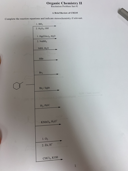 Solved Organic Chemistry II Recitation Problem Set #1 A | Chegg.com Solved Organic Chemistry II Recitation Problem Set #1 A | Chegg.com