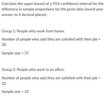 Solved Calculate the upper bound of a 95% confidence | Chegg.com