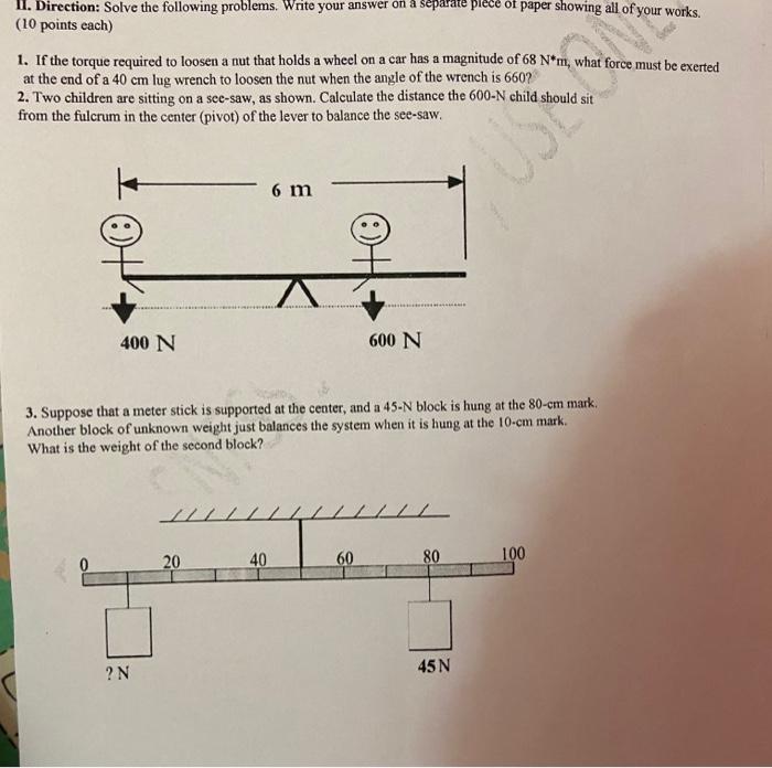 Solved II. Direction: Solve the following problems. Write | Chegg.com