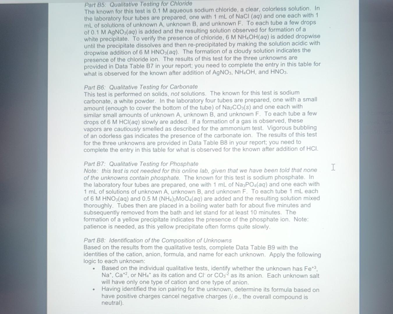 Solved Data Table B9: Composition of Unknowns Based on | Chegg.com