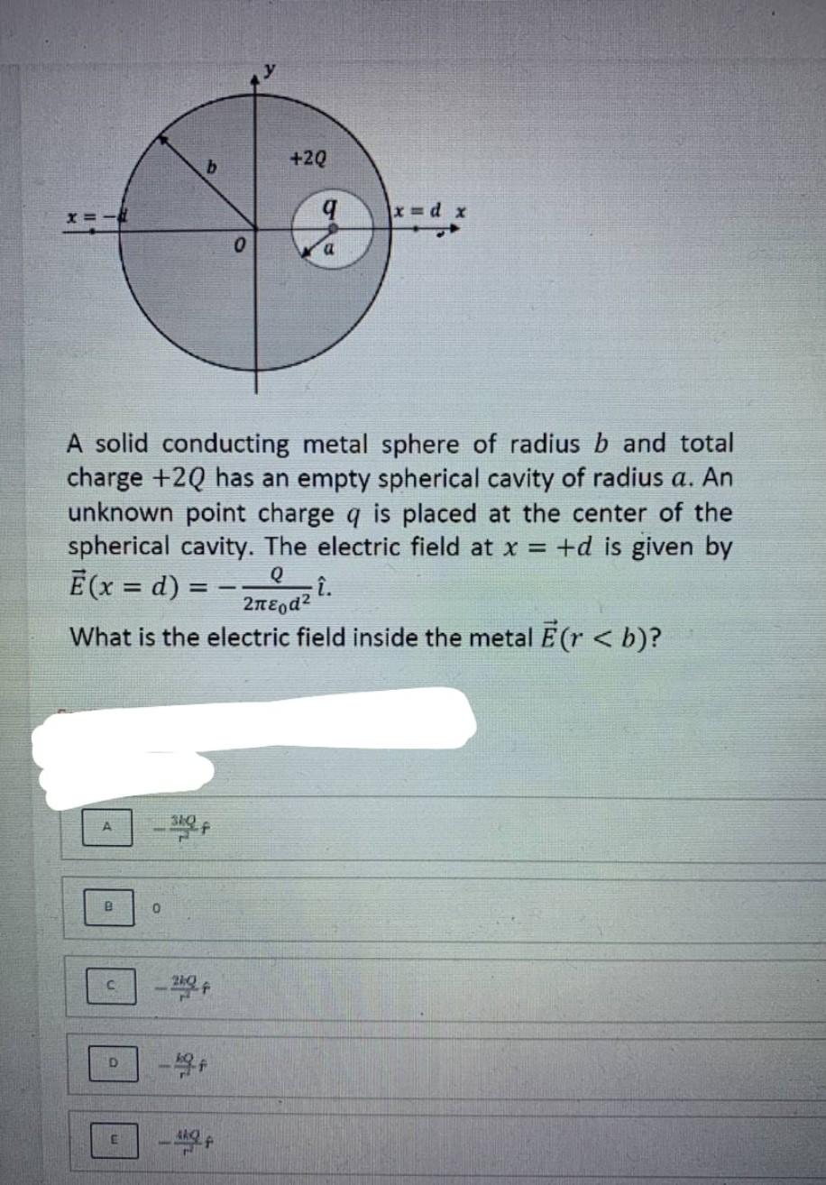 Solved A solid conducting metal sphere of radius b and total | Chegg.com