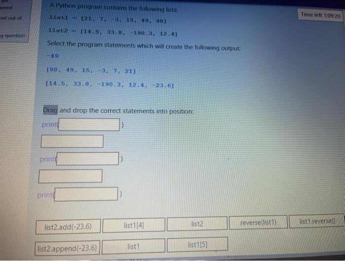 Solved wered A Python program contains the following lists | Chegg.com