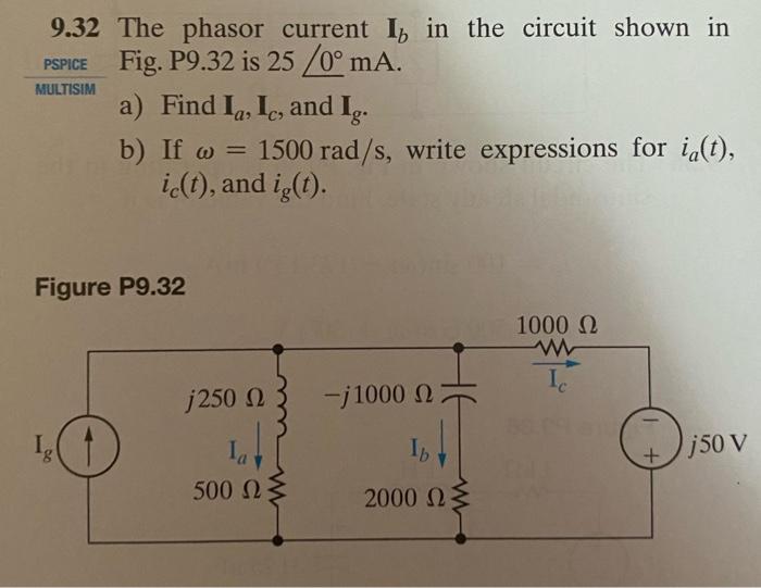 Solved 9.32 The phasor current Ib in the circuit shown in | Chegg.com