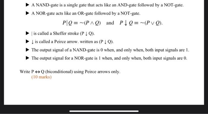Solved A NAND-gate is a single gate that acts like an | Chegg.com