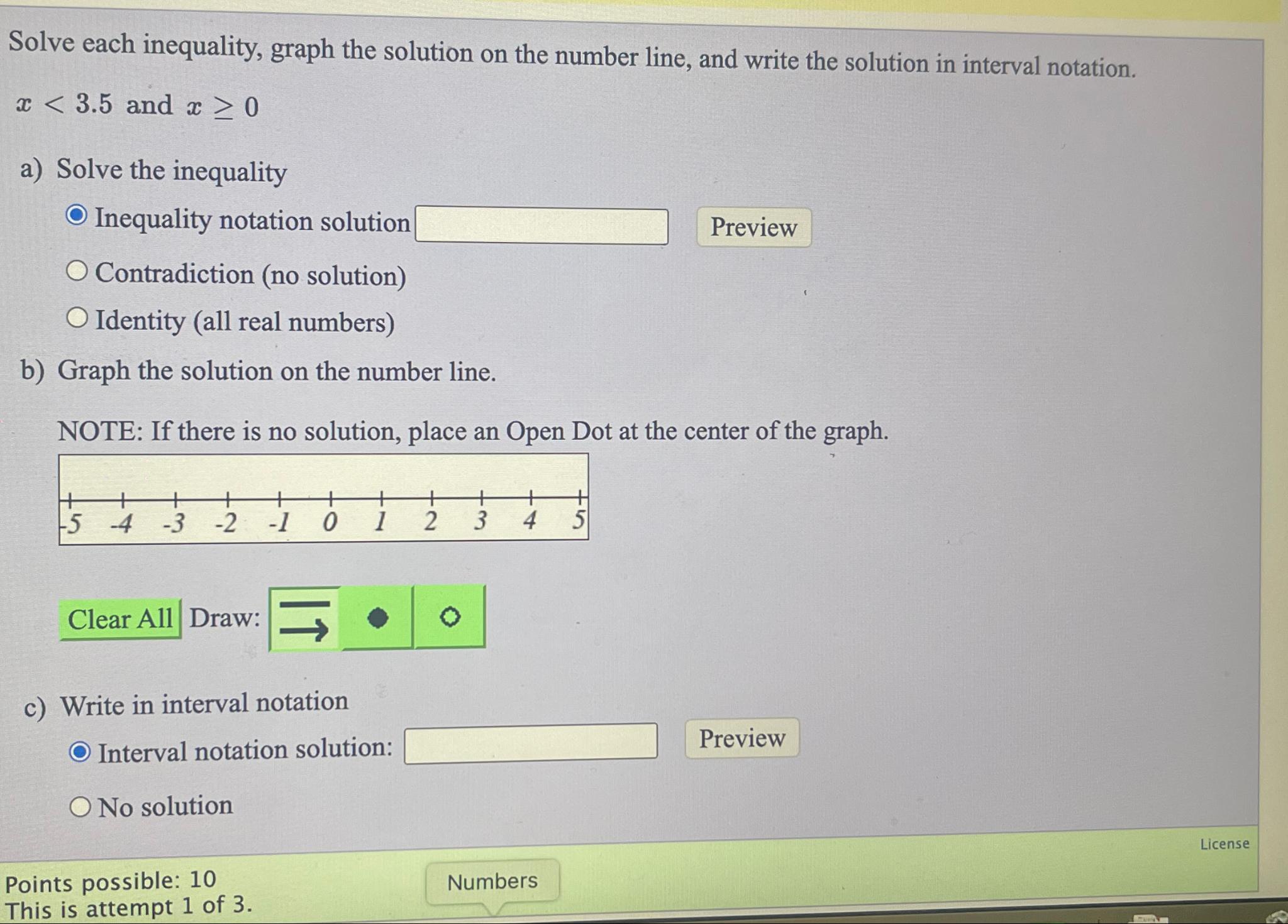 Solved Solve each inequality, graph the solution on the | Chegg.com