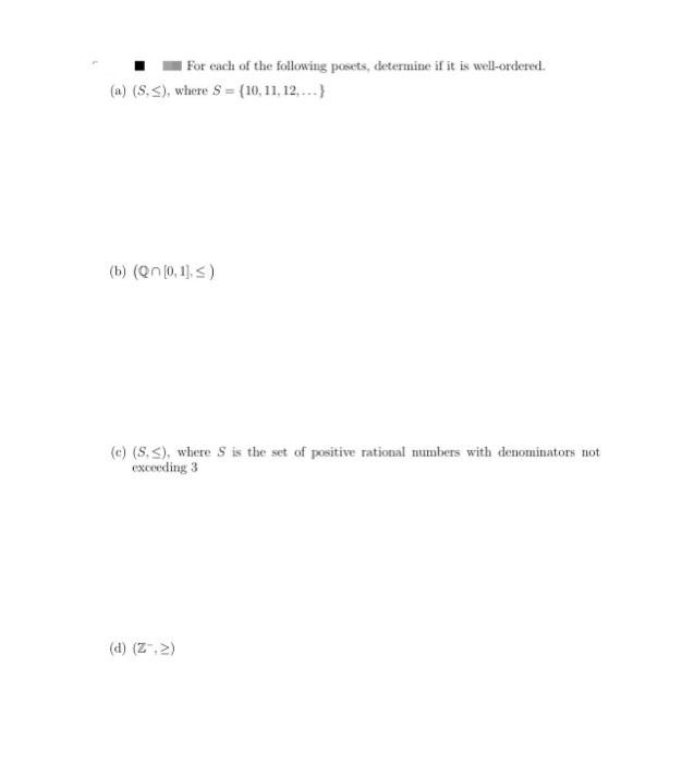 Solved For each of the following posets, determine if it is | Chegg.com