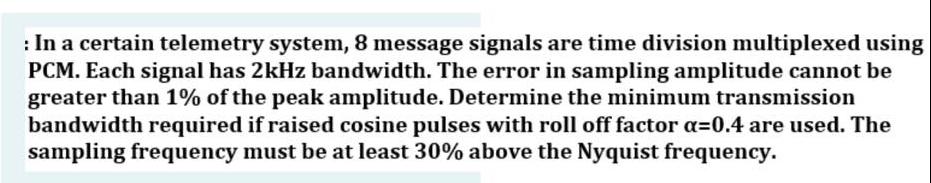 Solved : In a certain telemetry system, 8 ﻿message signals | Chegg.com
