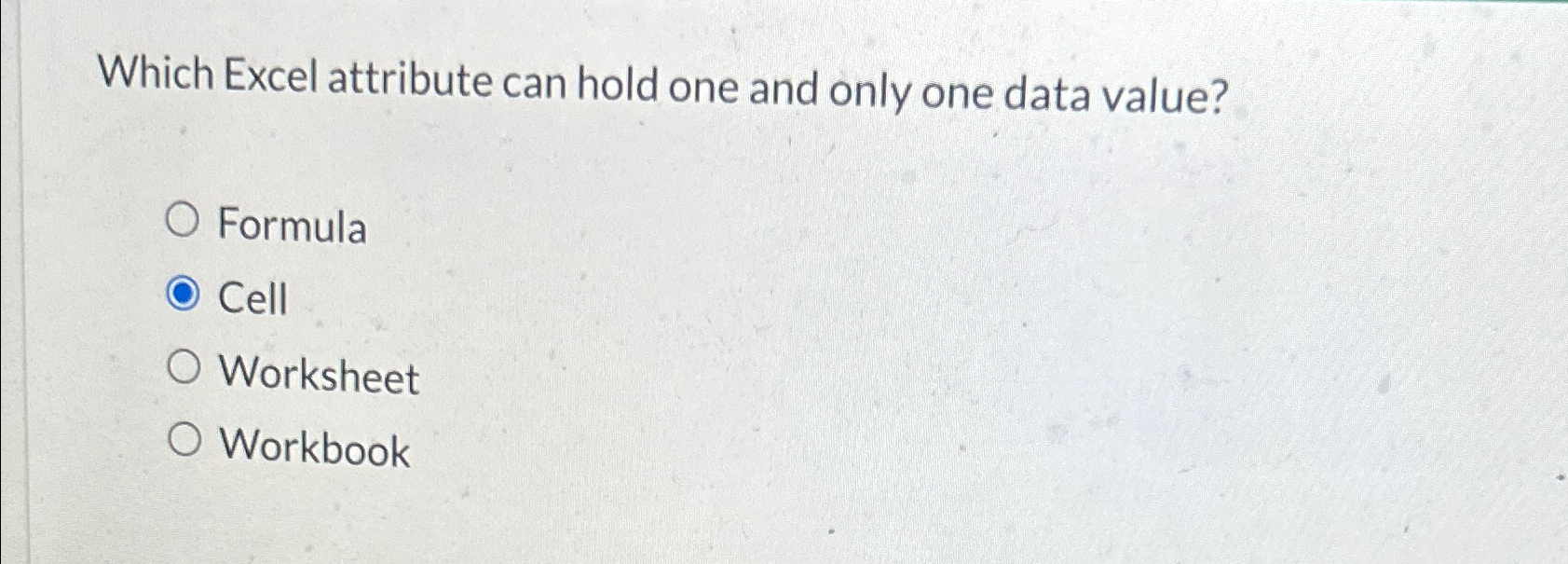 Solved Which Excel Attribute Can Hold One And Only One Data