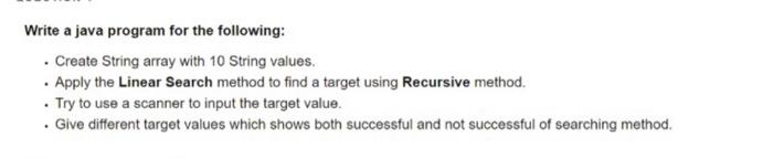 Solved Write a java program for the following: . Create | Chegg.com