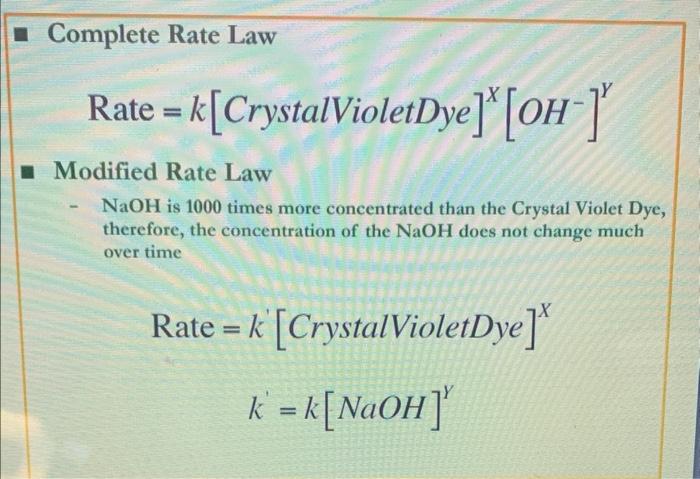 Solved this is for chemical kinetics of cyrstal violet dye | Chegg.com