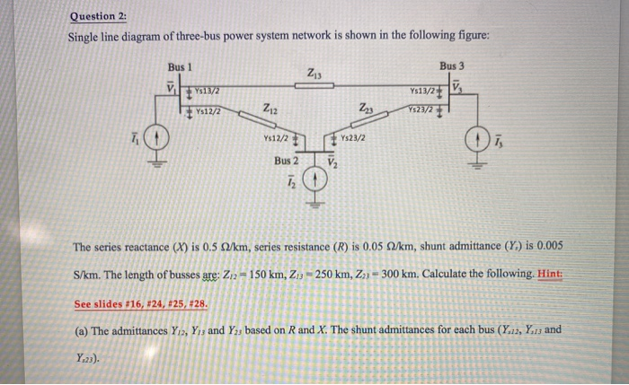 Solved Question 2: Single line diagram of three-bus power | Chegg.com