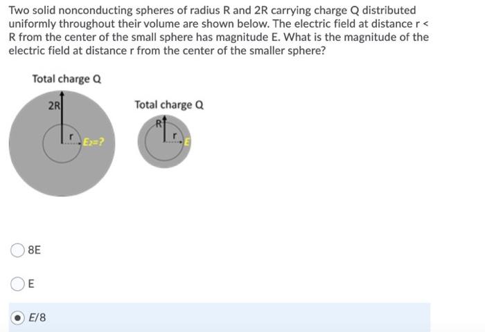 Solved Two solid nonconducting spheres of radius R and 2R | Chegg.com
