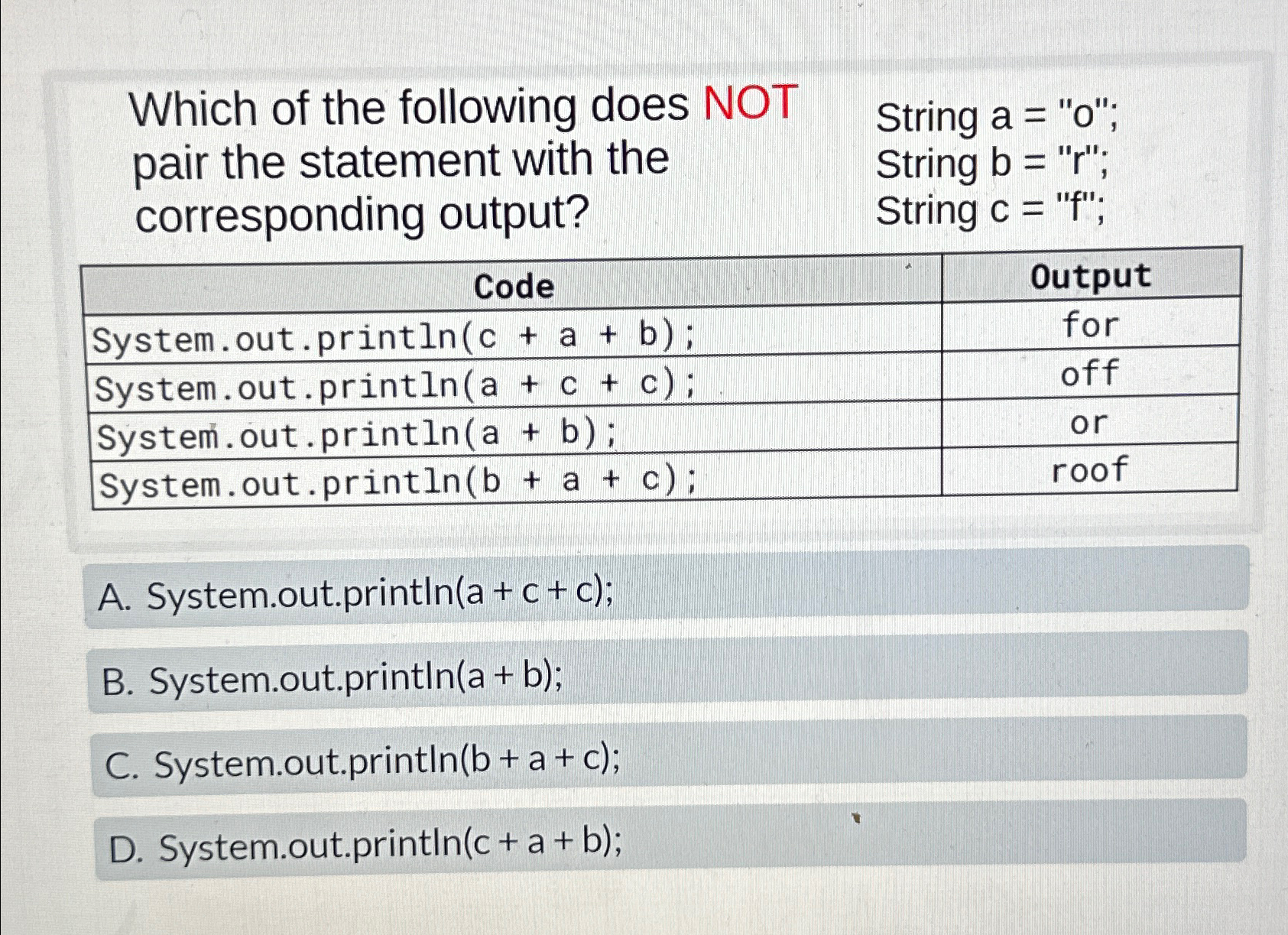 Solved Which of the following does NOT pair the statement | Chegg.com