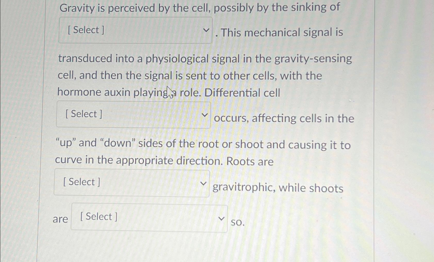 Solved Gravity is perceived by the cell, possibly by the | Chegg.com