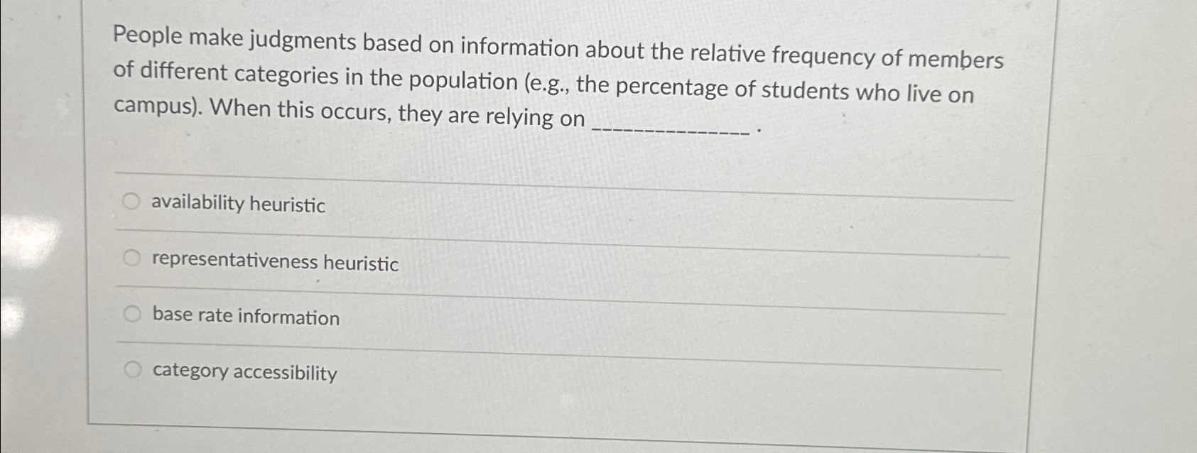 Solved People make judgments based on information about the | Chegg.com
