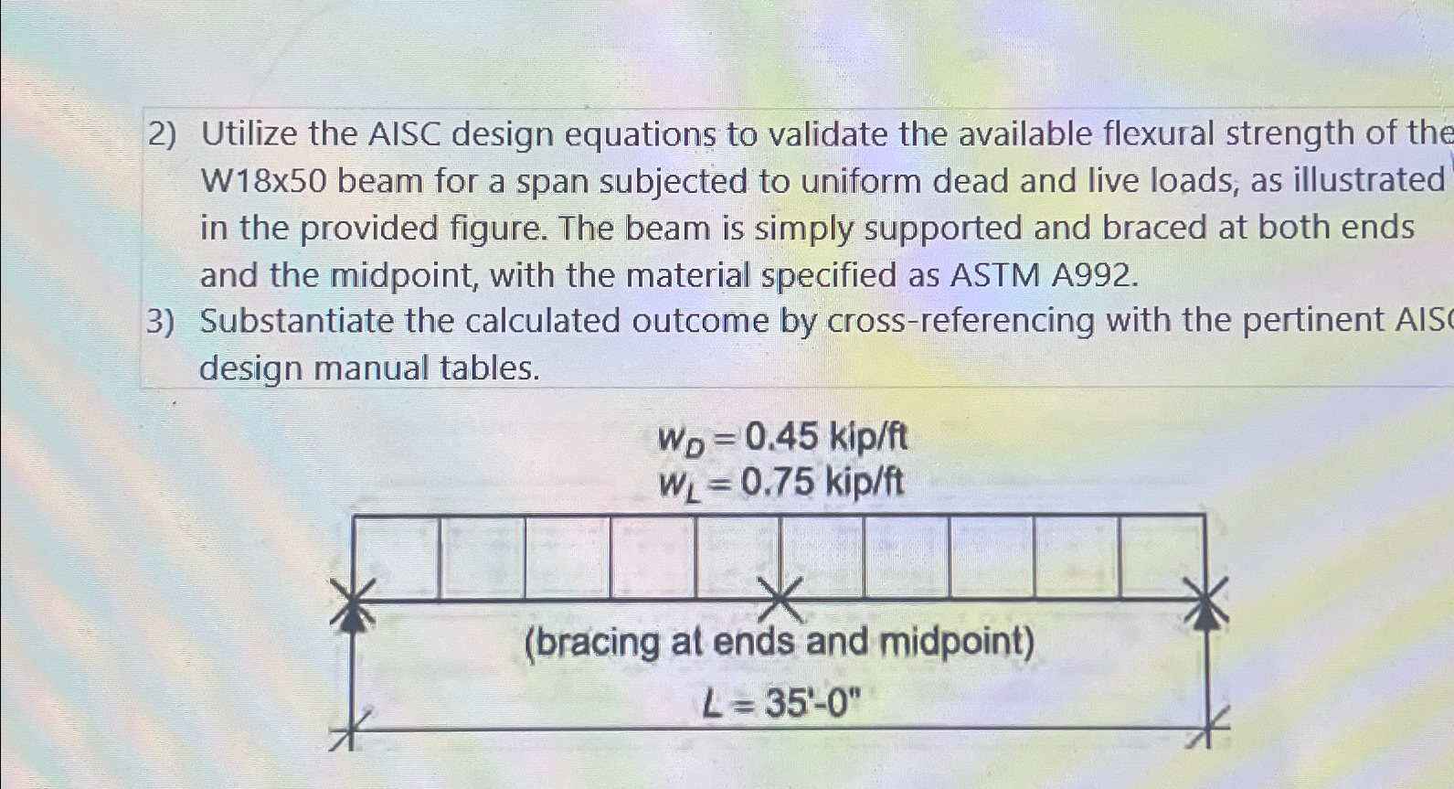 Solved Utilize the AISC design equations to validate the | Chegg.com