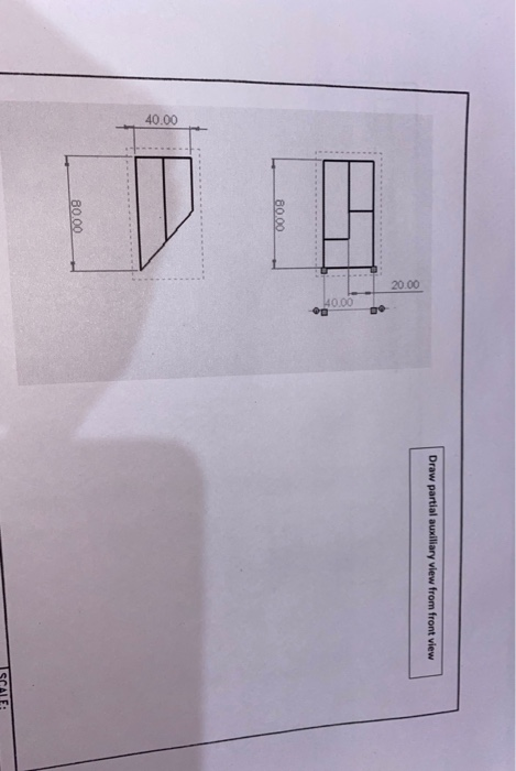 Solved Draw partial auxiliary view from front view 20.00 | Chegg.com