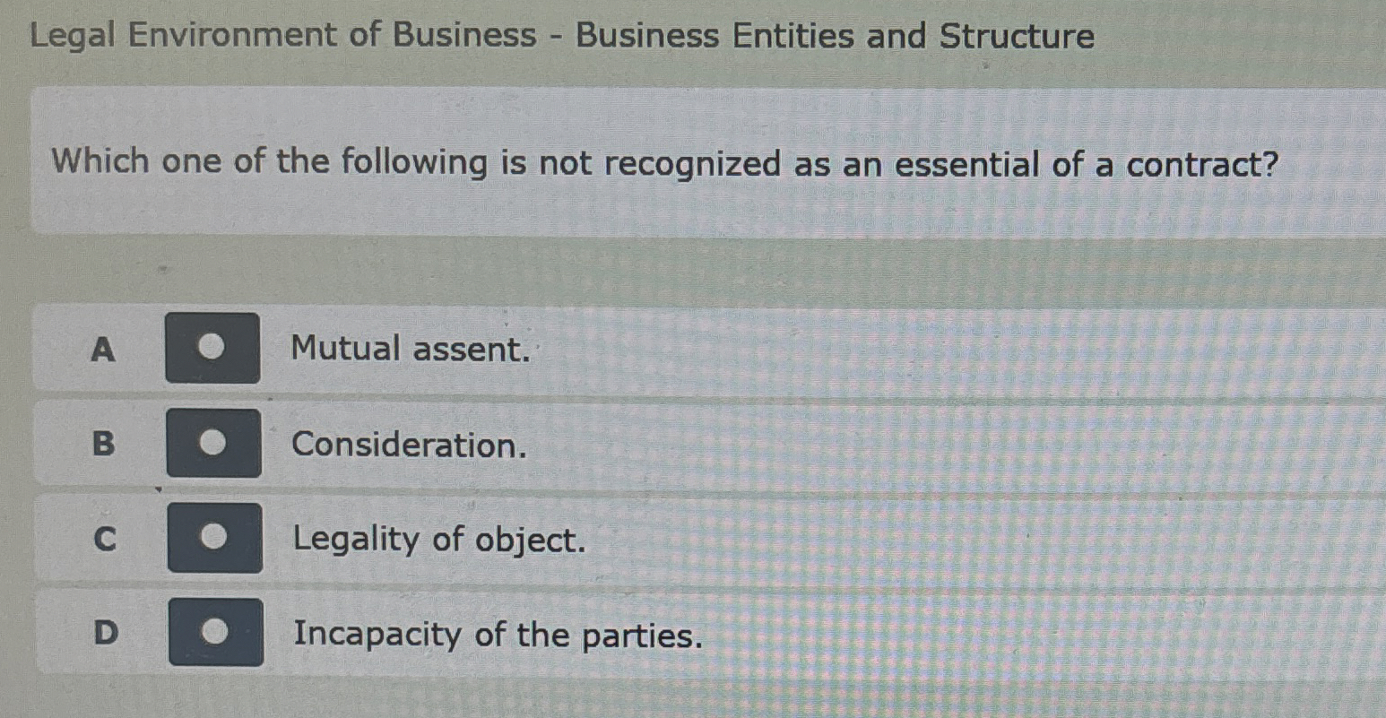 Solved Legal Environment of Business - ﻿Business Entities | Chegg.com