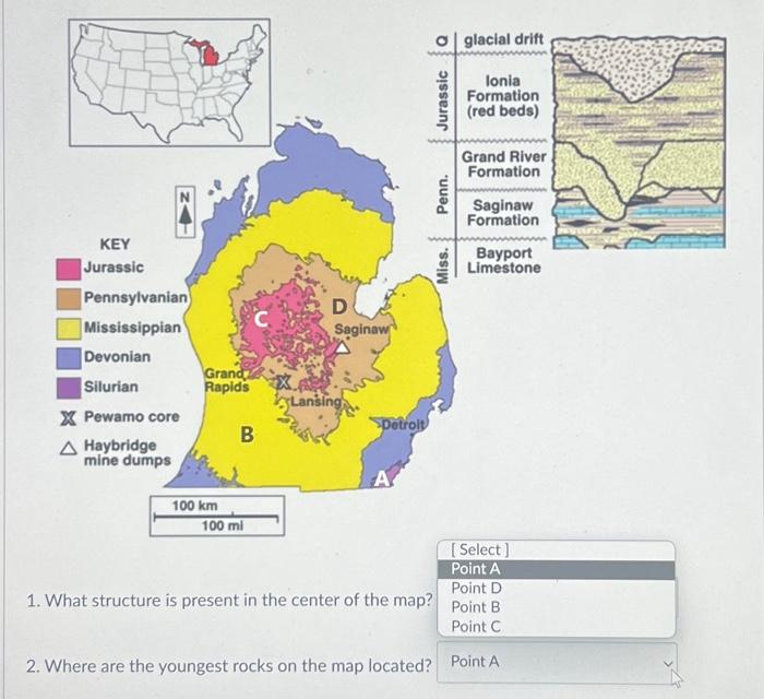 Solved 1.What structure is present in the center of the map? | Chegg.com