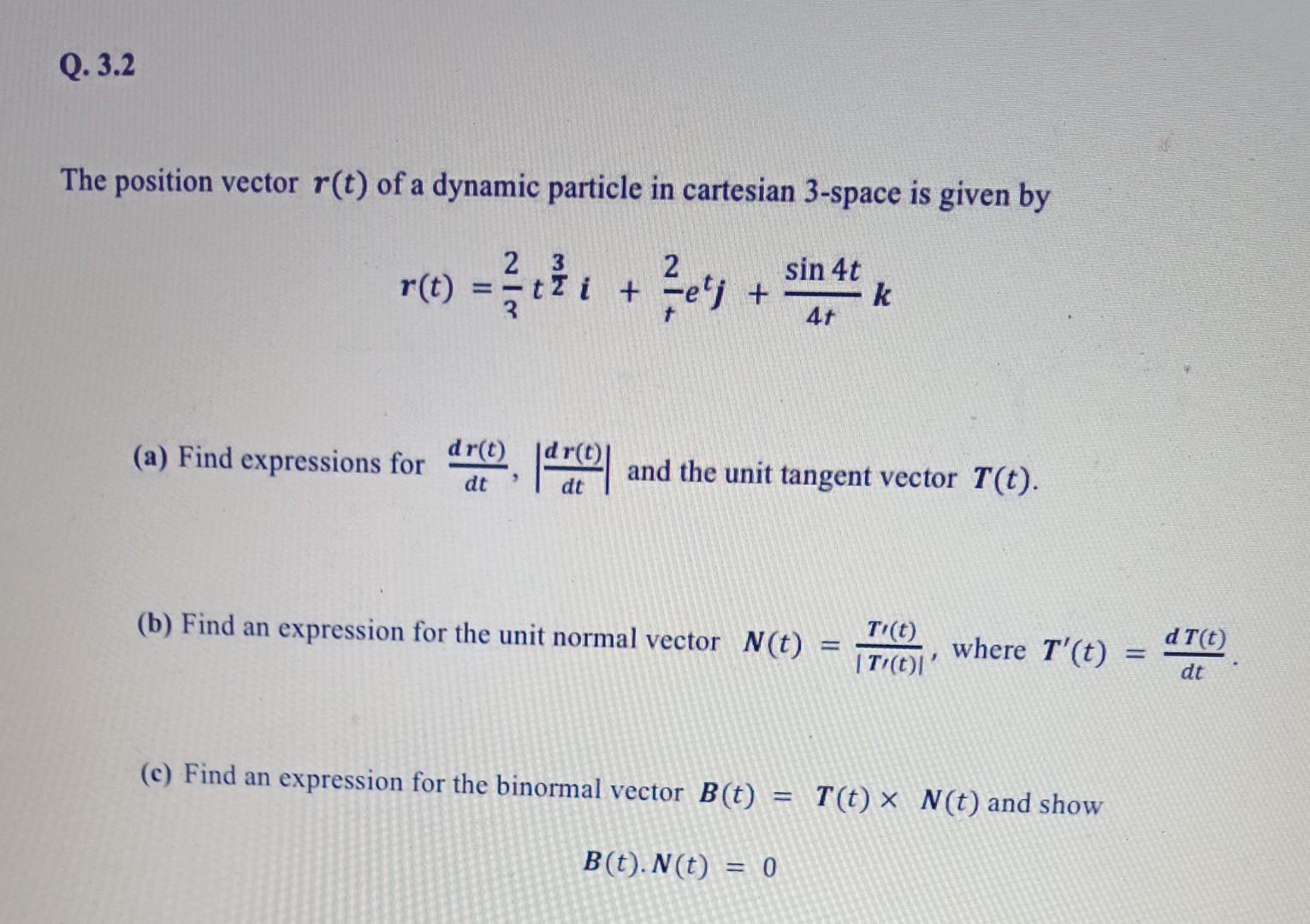 Solved The position vector r(t) of a dynamic particle in | Chegg.com