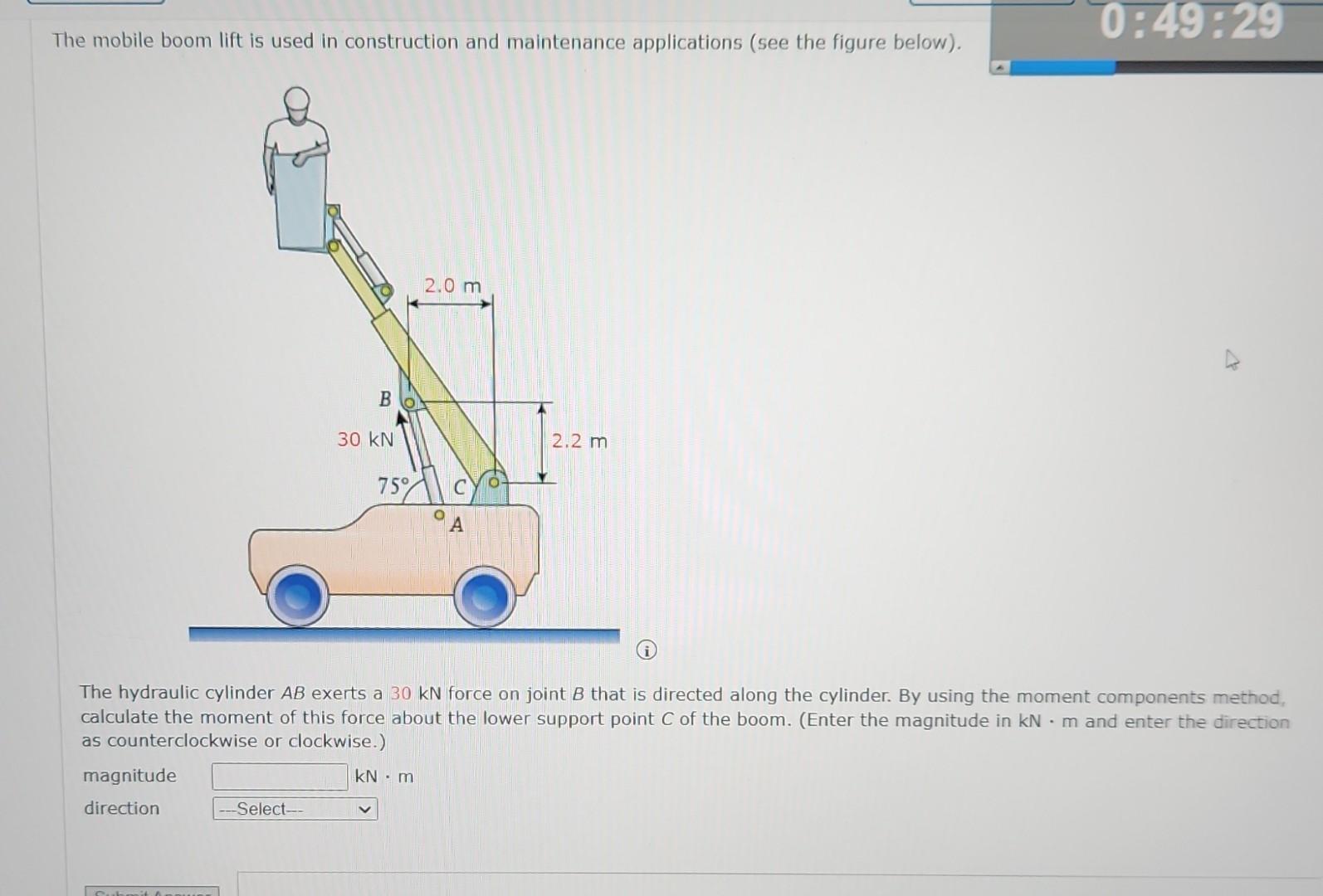 Solved The mobile boom lift is used in construction and | Chegg.com