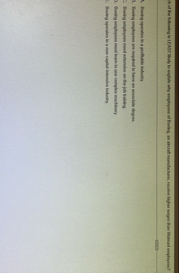 Solved ch of the following is LEAST likely to explain why | Chegg.com