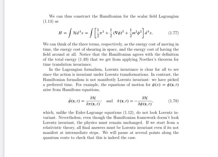 Solved We Can Thus Construct The Hamiltonian For The Scalar 