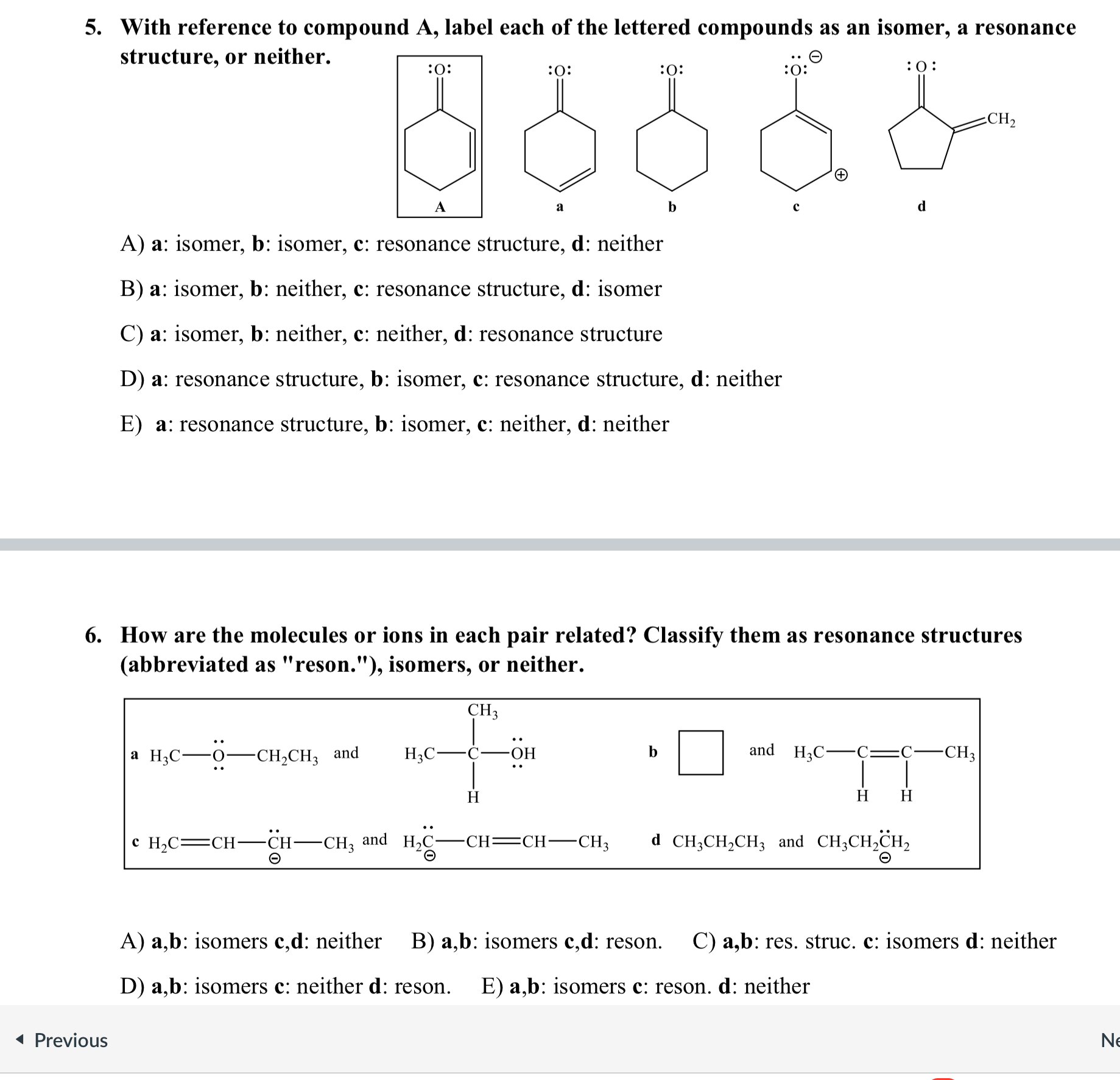 Solved With reference to compound A, ﻿label each of the | Chegg.com