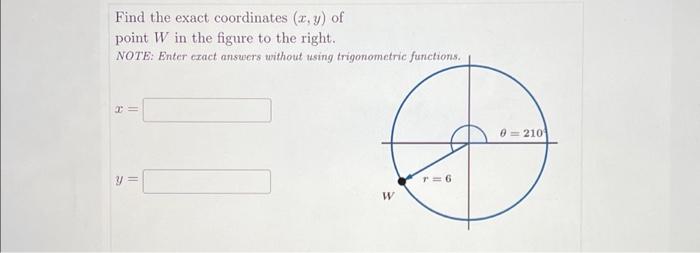 Solved Find the exact coordinates (x, y) of point W in the | Chegg.com