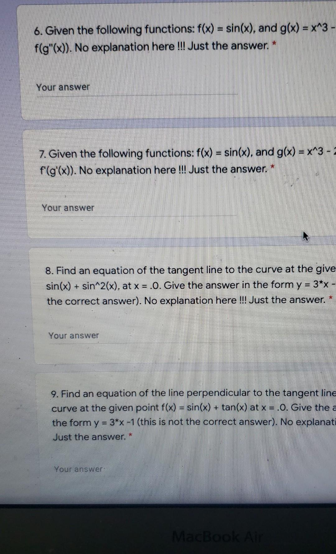 Solved 6. Given the following functions: f(x) = sin(x), and | Chegg.com