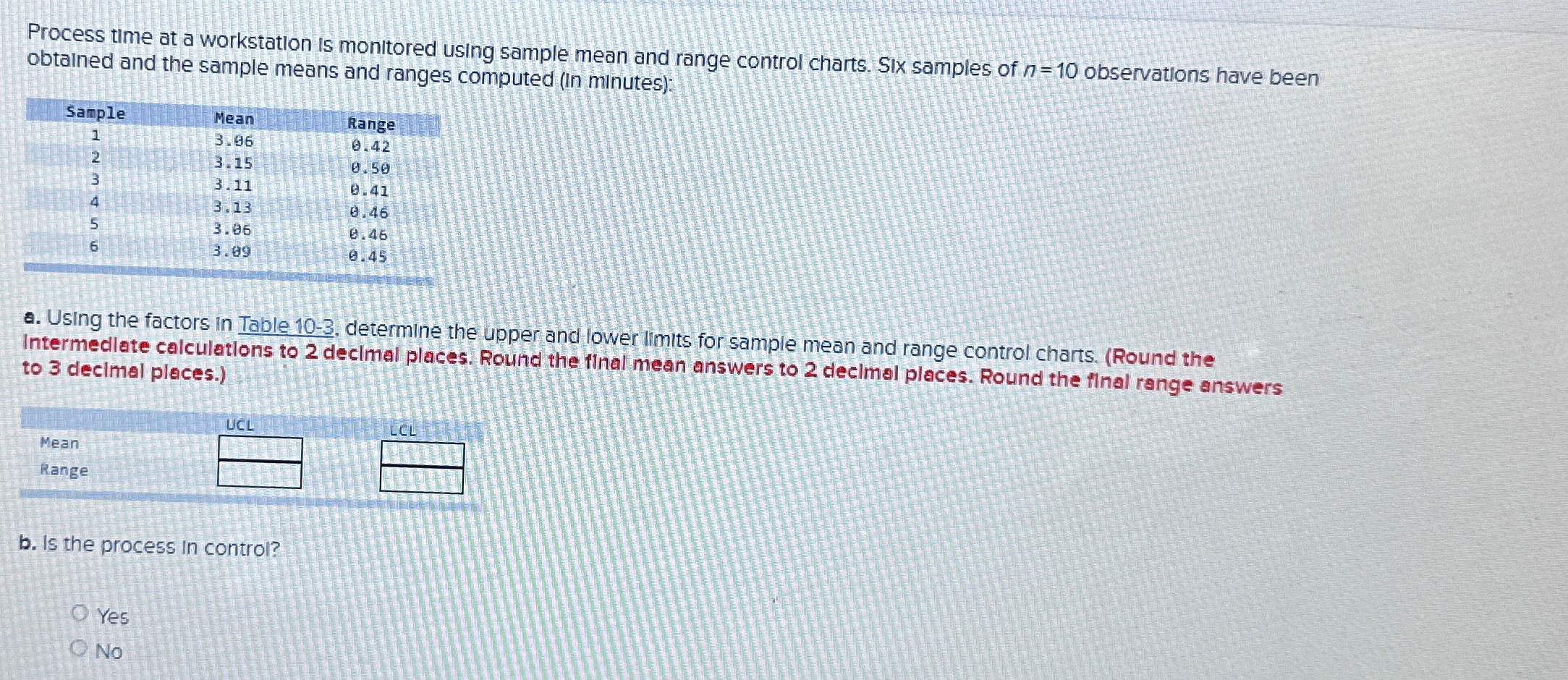 Process time at a workstation is monitored using | Chegg.com