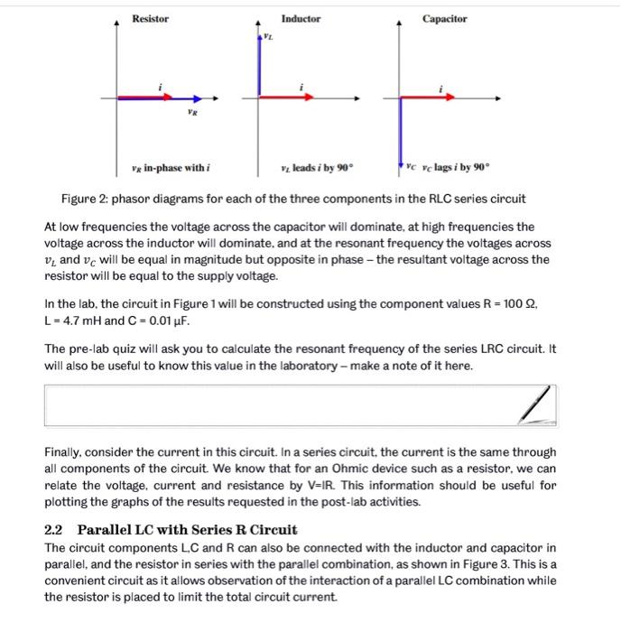 Solved 2.1 Series LCR Circuit Consider an LCR series | Chegg.com
