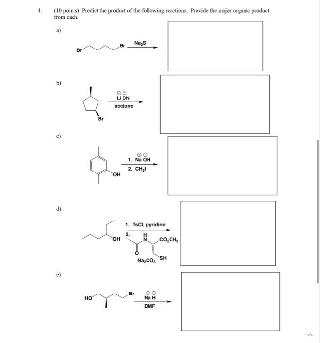 Solved (10 points) Predict the product of the following | Chegg.com