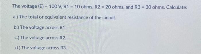 Solved 3.) Consider the DC circuit below. Calculate: a.) The | Chegg.com