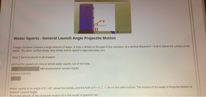 Solved Water Squirts - General Launch Angle Projectile | Chegg.com