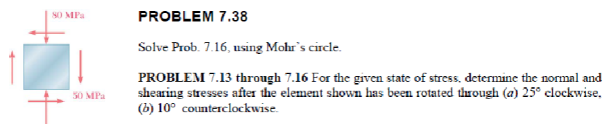 Solved PROBLEM 7.38Solve Prob. 7.16, ﻿using Mohr's | Chegg.com