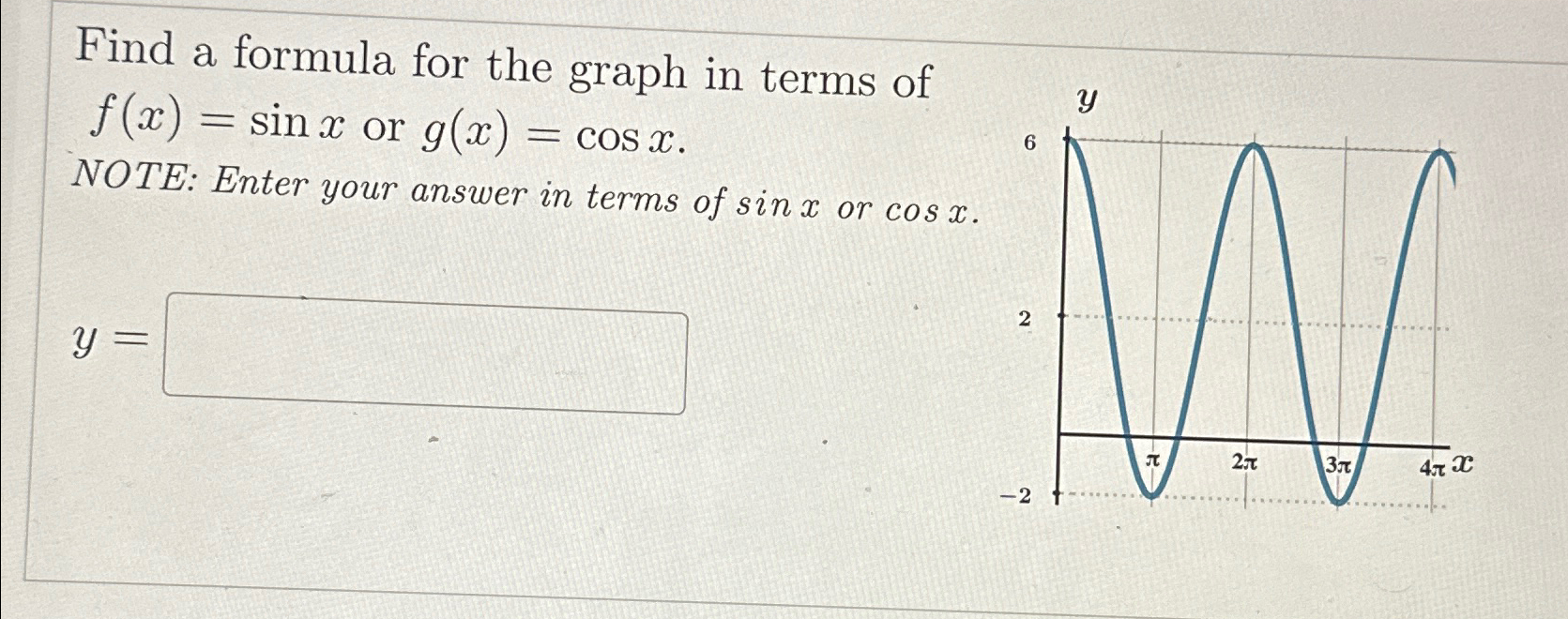 Solved Find a formula for the graph in terms of f(x)=sinx | Chegg.com
